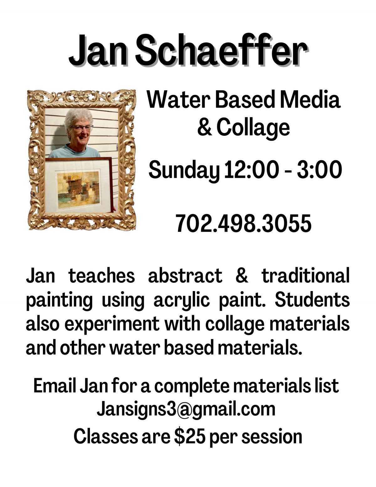 Water Based Media & Collage with Jan Schaeffer – CityLightsArtGallery