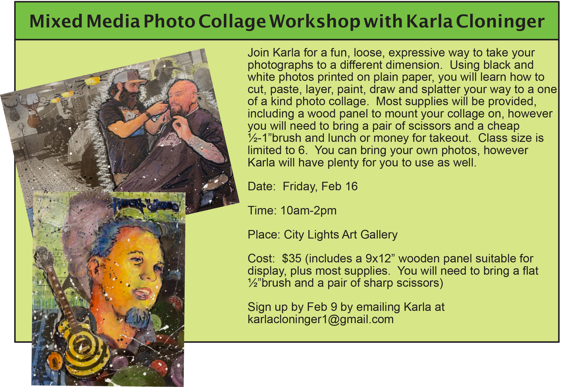 Workshop with Karla Cloninger – CityLightsArtGallery